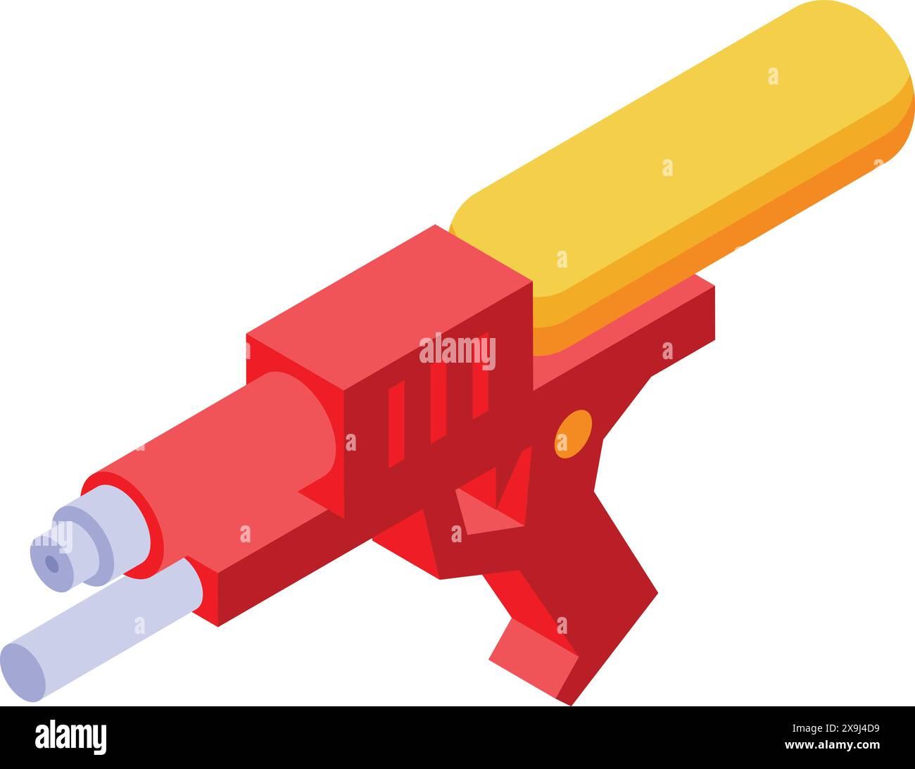 Colorful. Graphic. Isometric toy gun illustration in 2d vector art on a ...