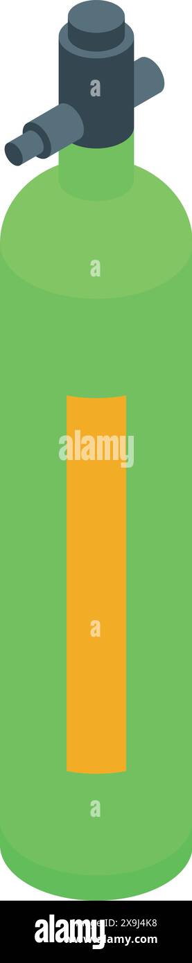 Detailed 3d isometric vector illustration of a green oxygen tank for ...