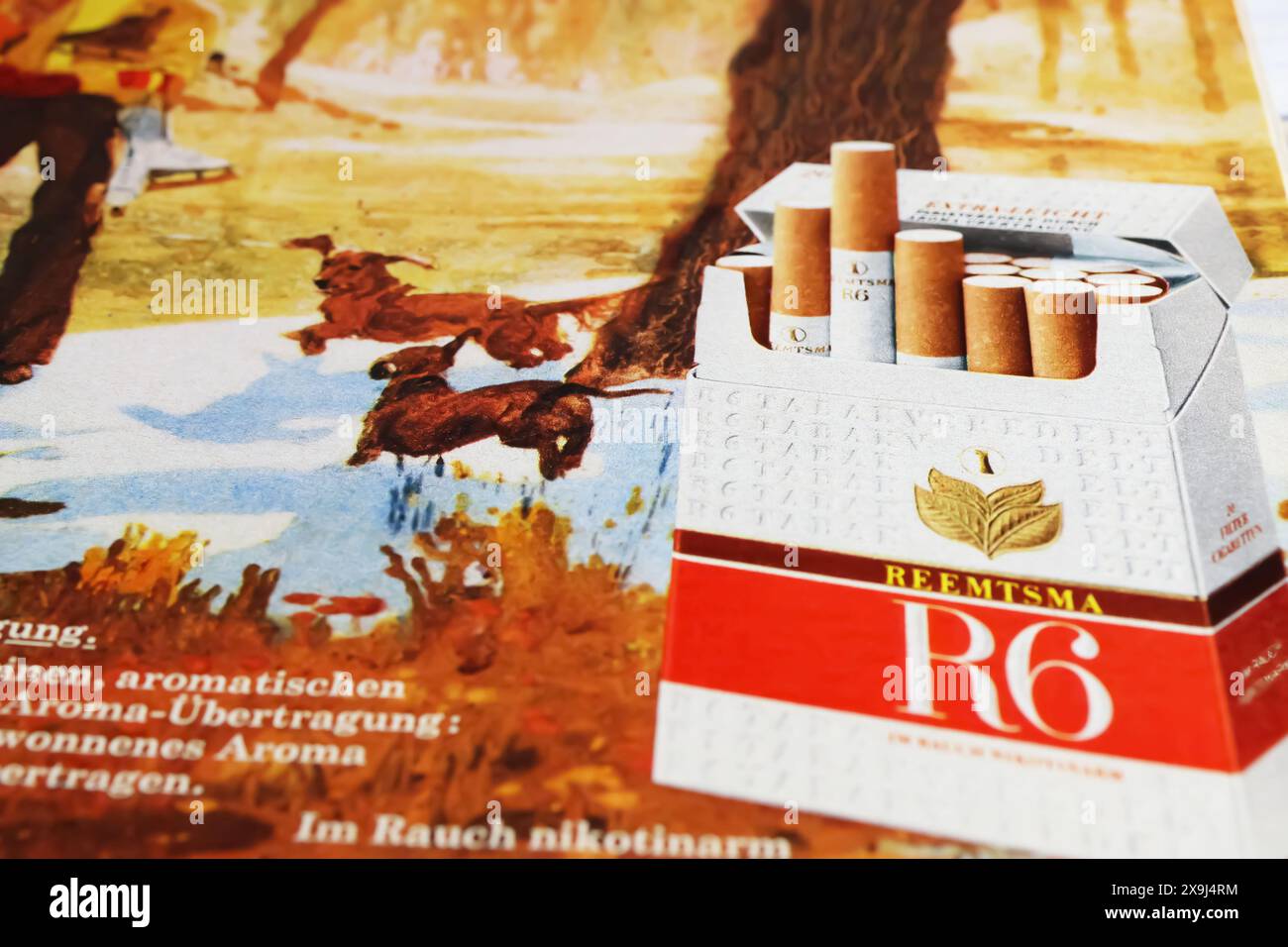 Viersen, Germany - May 9. 2024: Old german retro magazine Reemtsma R6 ...