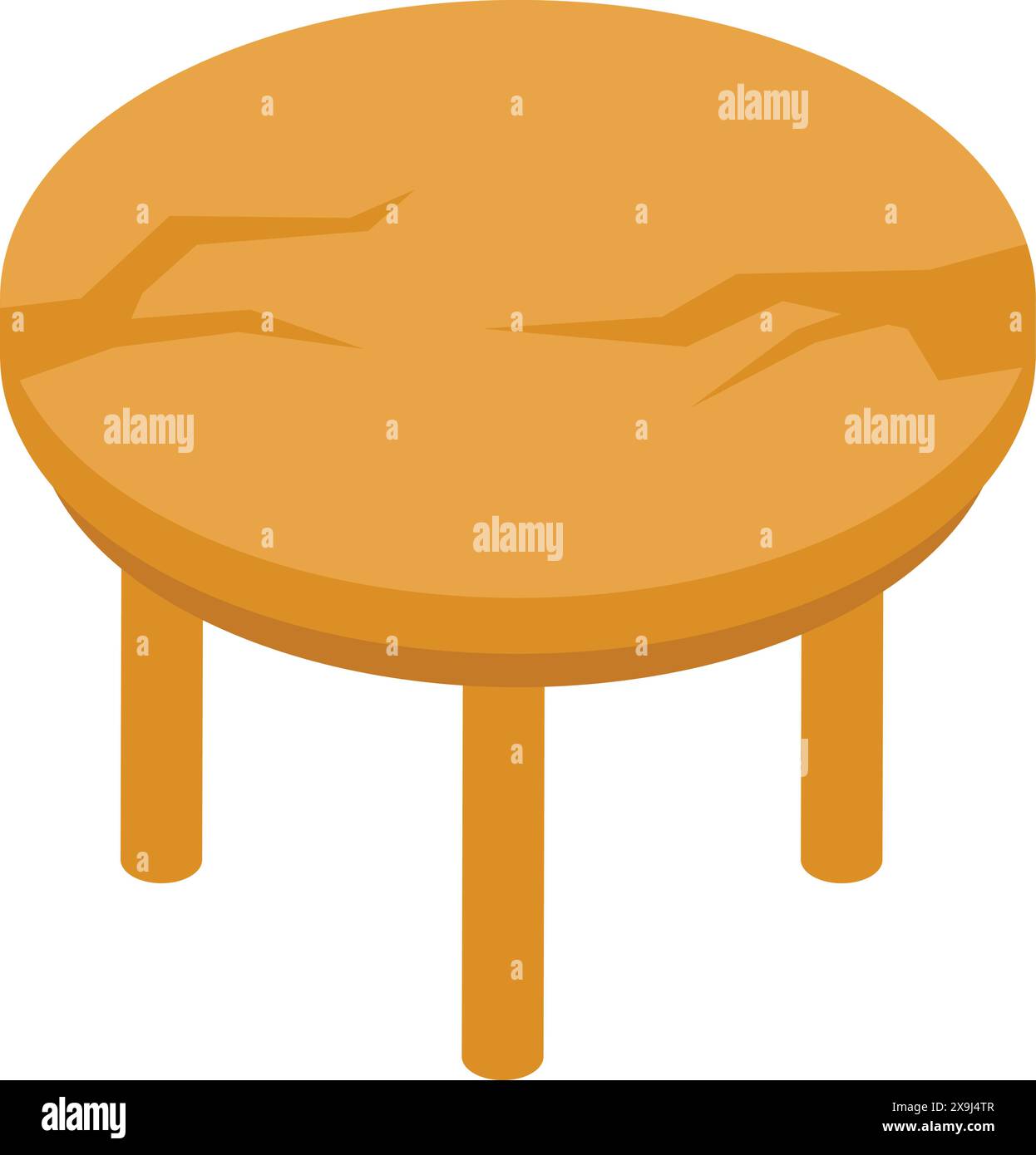 Vector graphic of a simple cartoonstyle cracked wooden table, isolated ...