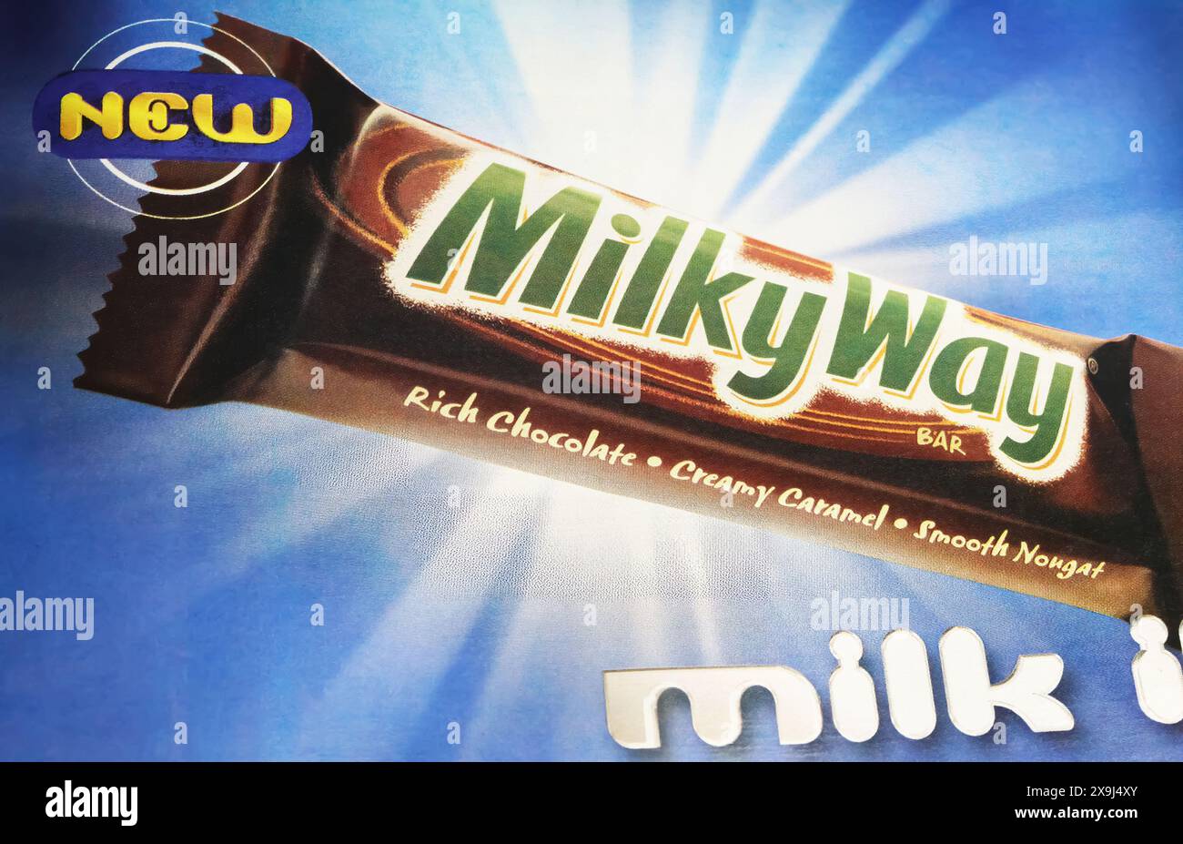 Viersen, Germany - May 9. 2024: Retro old magazine Mlky Way chocolate ...