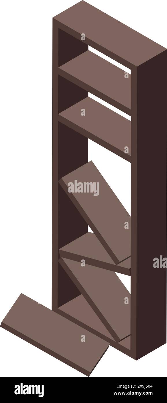 Isometric 3d illustration of a damaged, disassembled, and ...