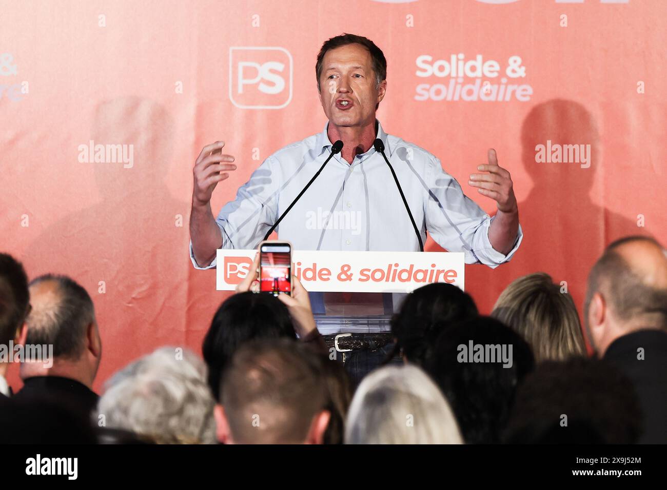 PS chairman Paul Magnette delivers a speech at a congress of French ...