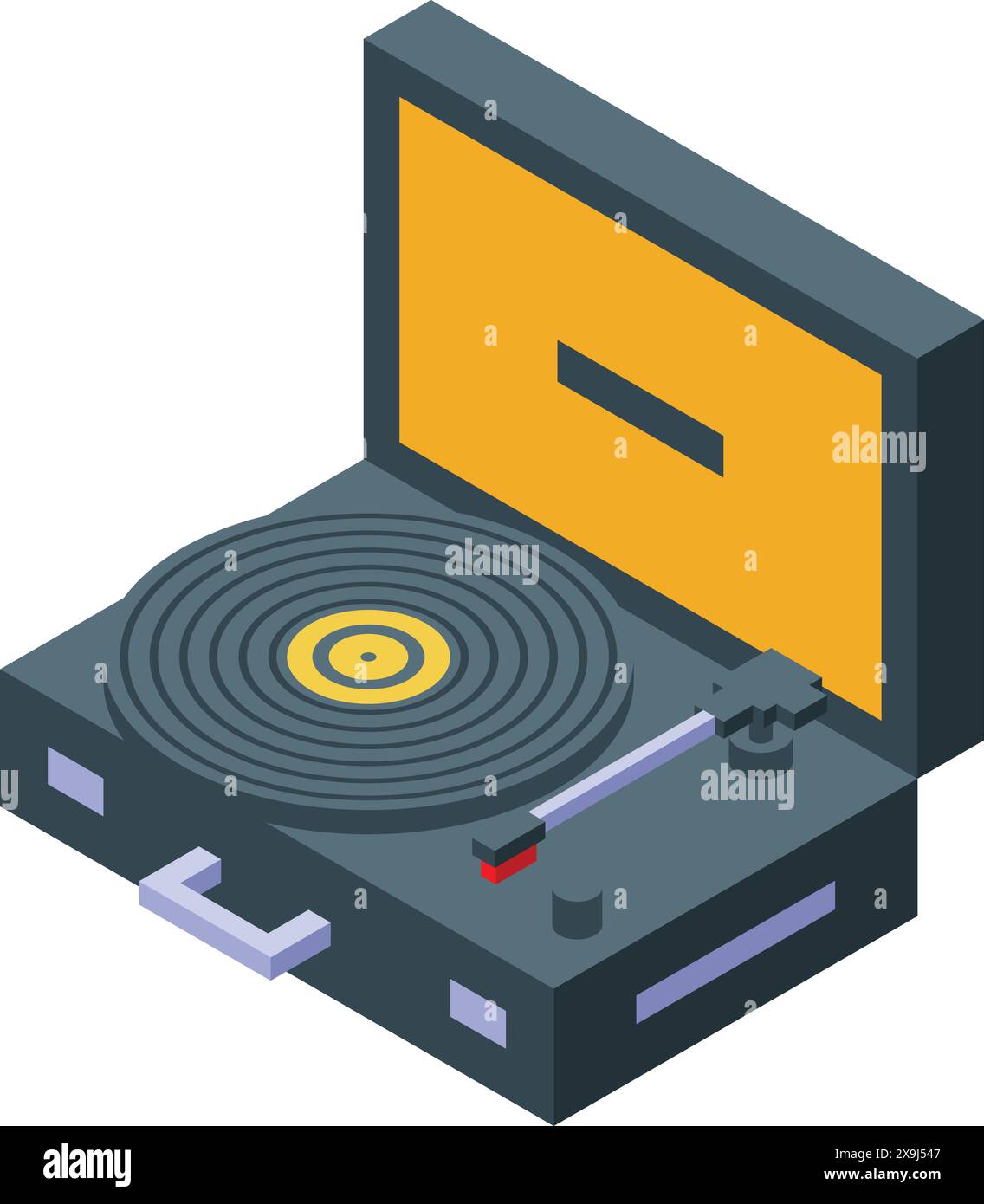 Isometric vintage turntable illustration with retro, graphic, and ...