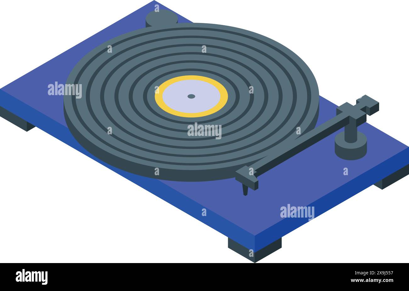 3d digital illustration of a classic vinyl record player in isometric ...