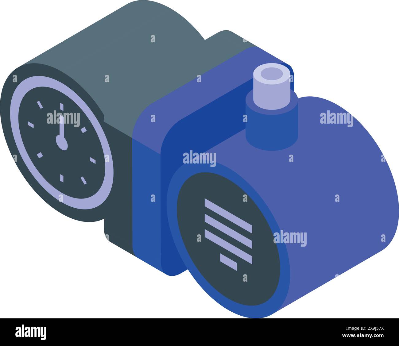 3d isometric illustration of an electric motor, depicted in a modern ...