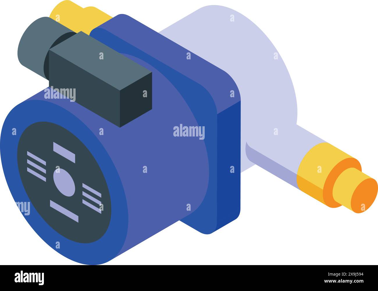 Detailed and vibrant isometric electric motor illustration on a white ...