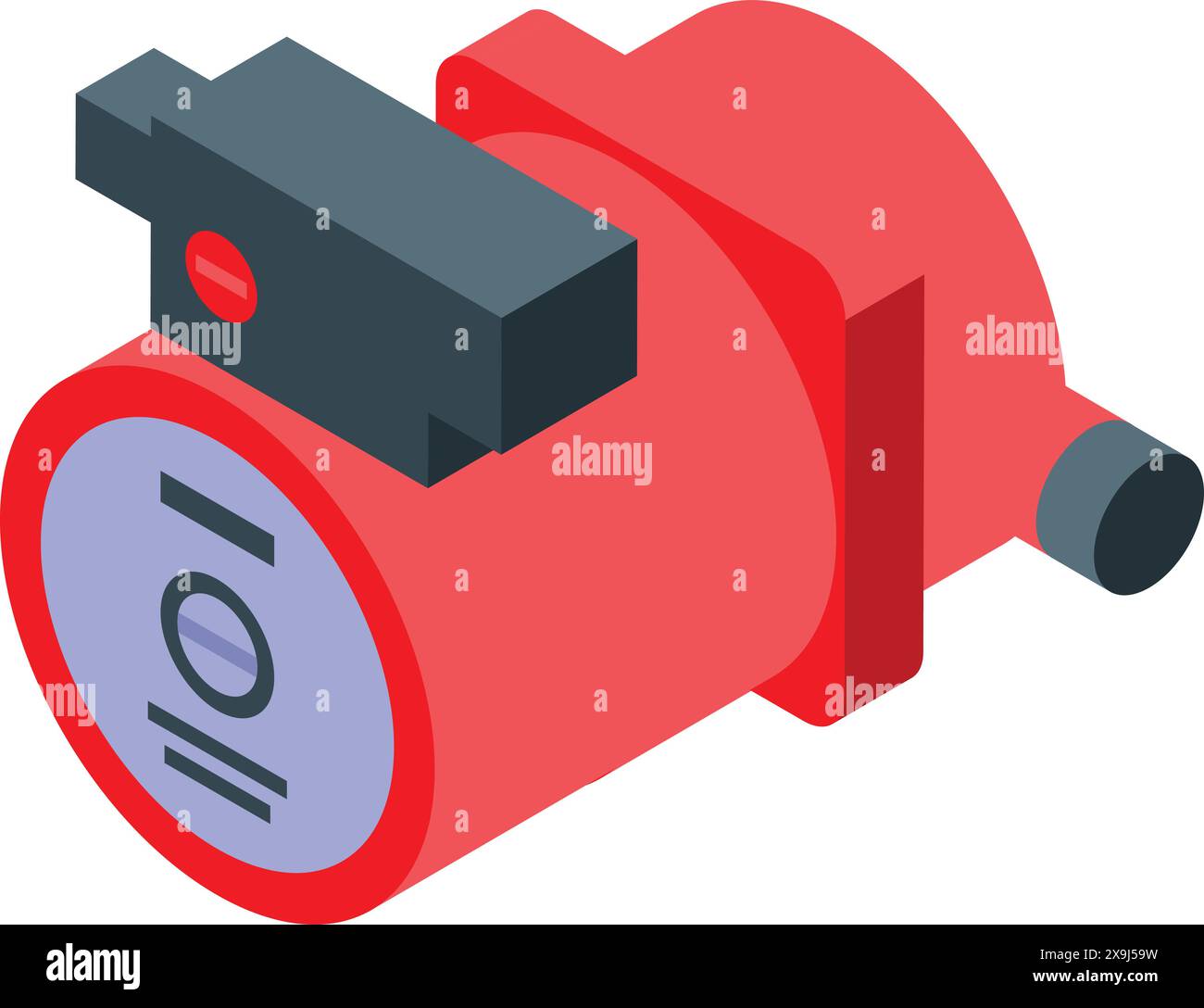 3d isometric illustration of a red video camera with a modern design on ...