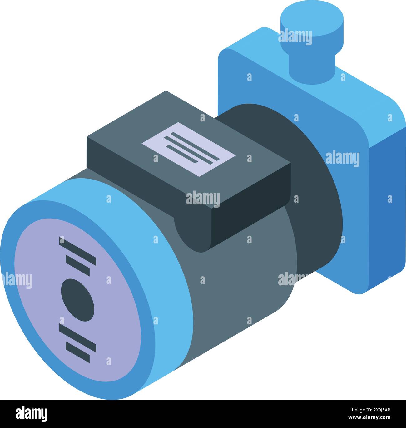 Detailed isometric vector illustration of a modern electric motor, a ...