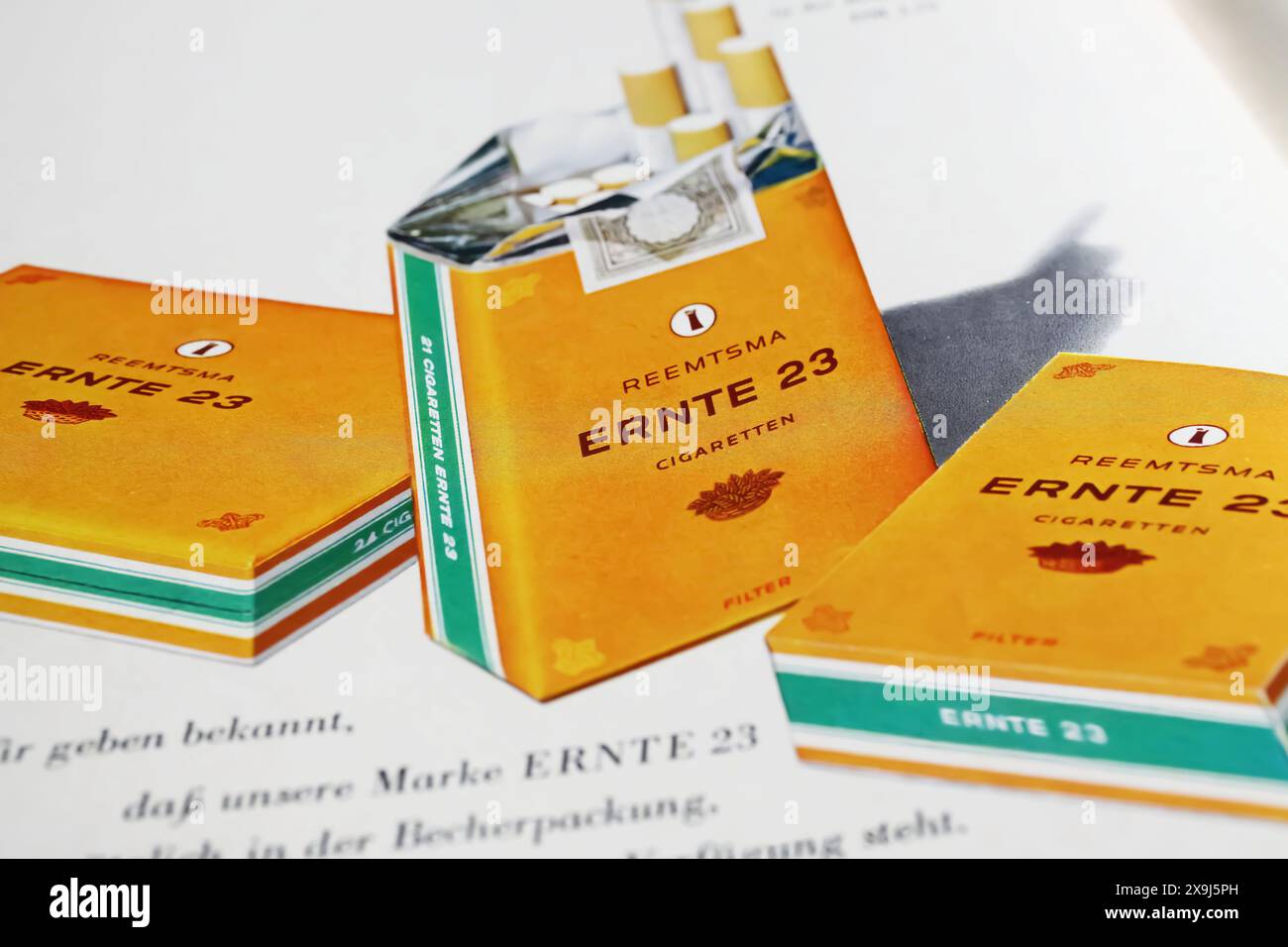 Viersen, Germany - May 9. 2024: Retro old magazine Reemtsma Ernte 23 ...