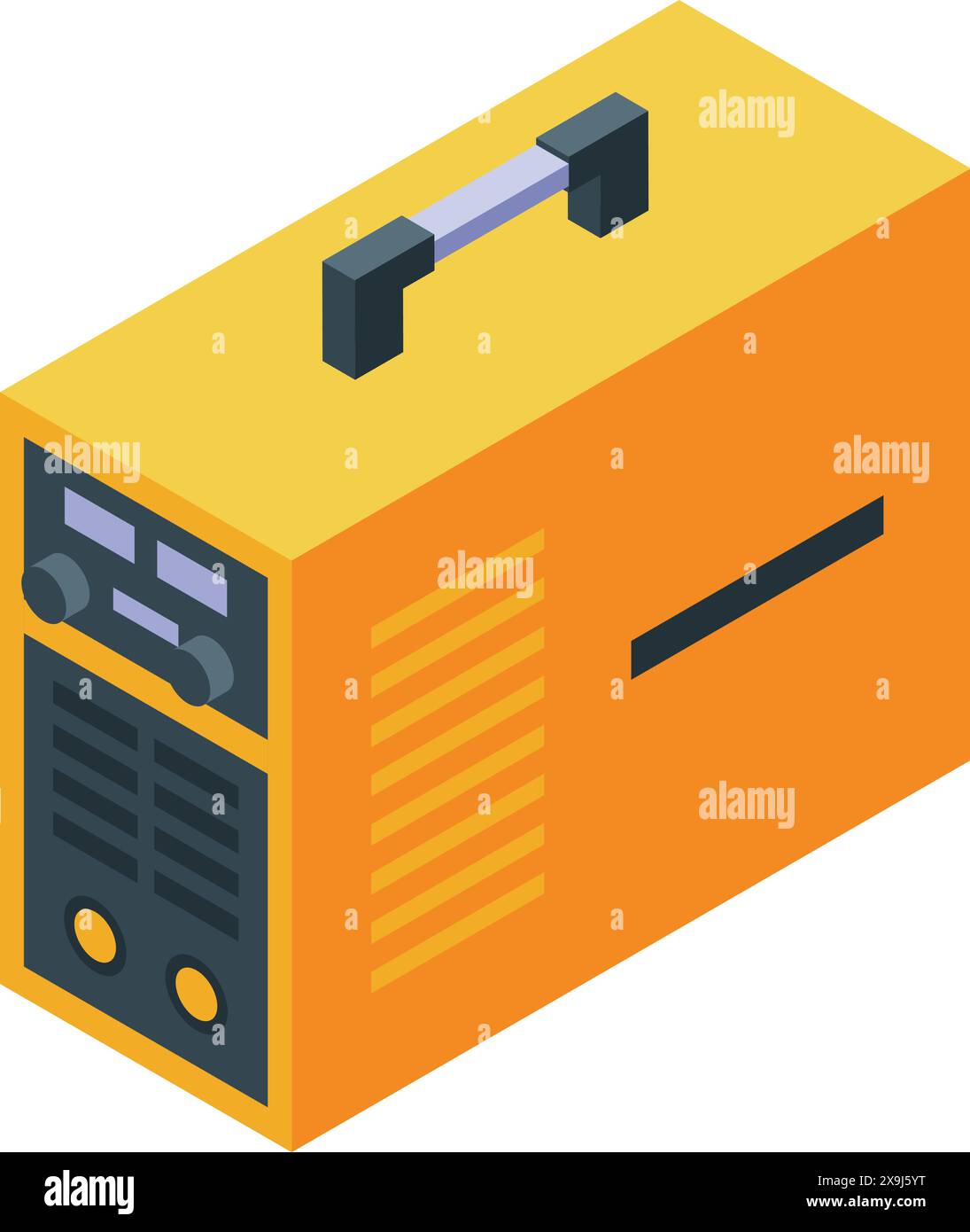 Detailed isometric vector art depicting a vibrant, portable power ...