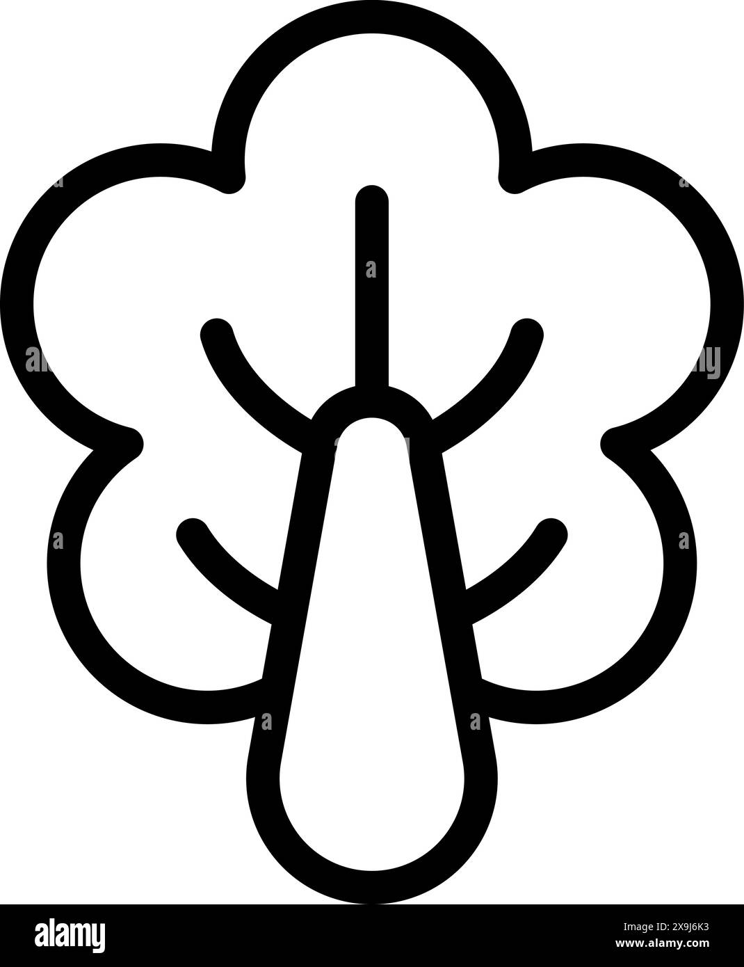 Minimalistic black and white floral design, simple flower line icon in ...