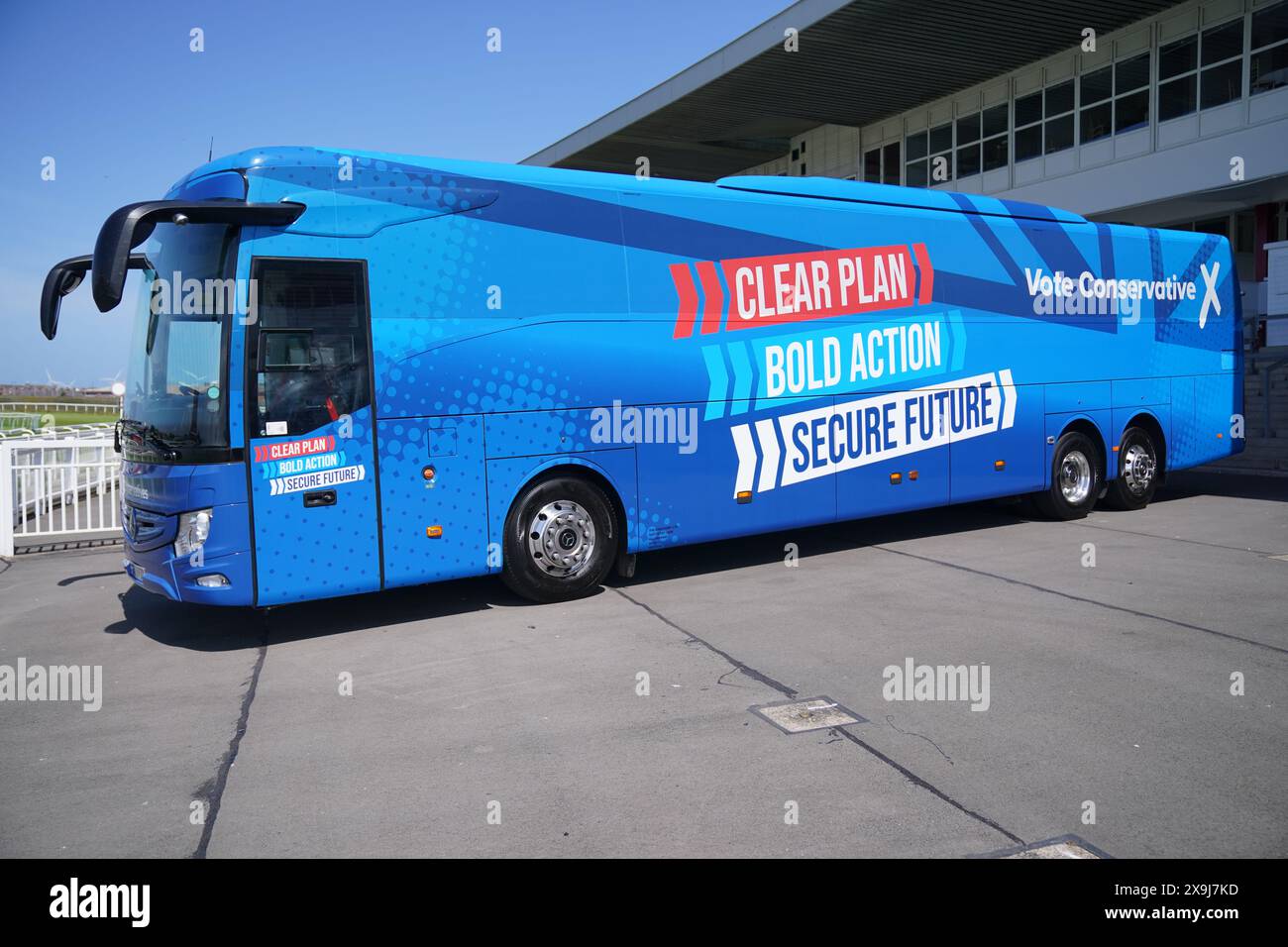 The launch of the Conservative campaign bus at Redcar Racecourse in the ...