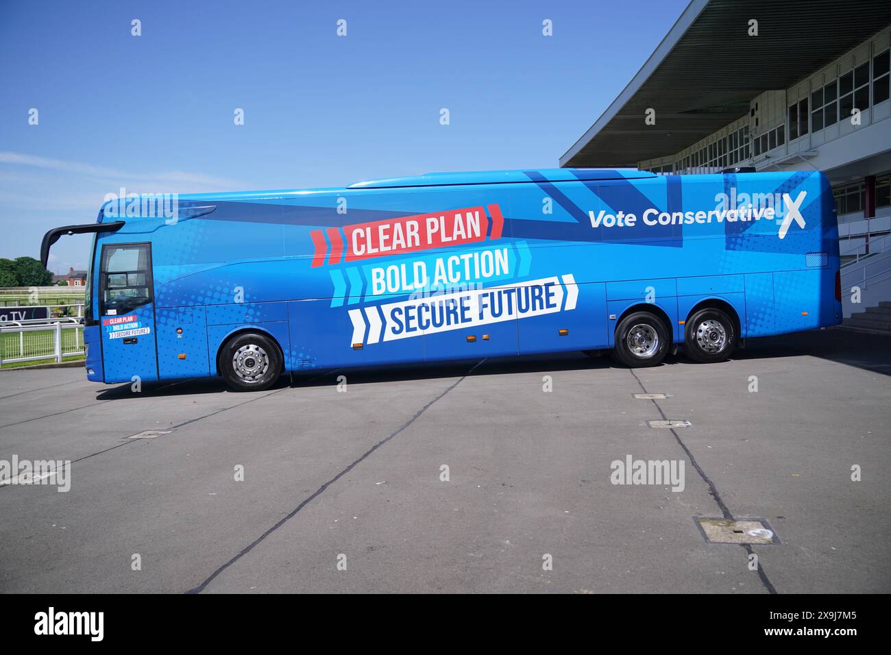 The launch of the Conservative campaign bus at Redcar Racecourse in the ...