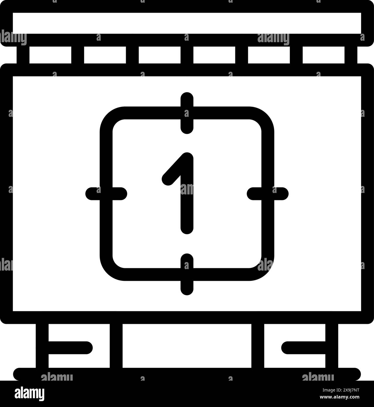 Vector illustration of a film countdown frame at number one, stylized ...