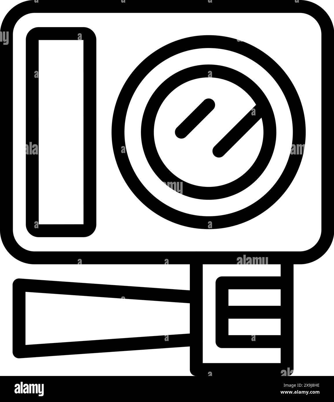 Black and white linear icon depicting a camera with the flash disabled ...