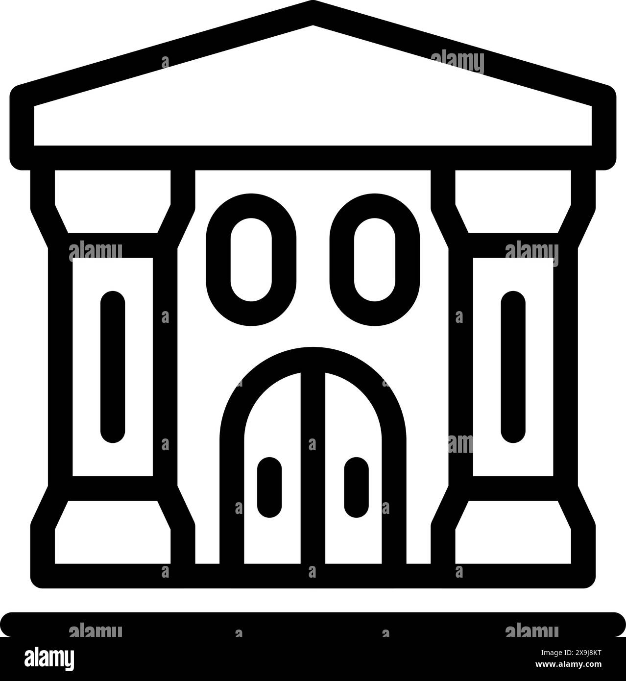 Classic bank building icon in black and white, representing finance ...