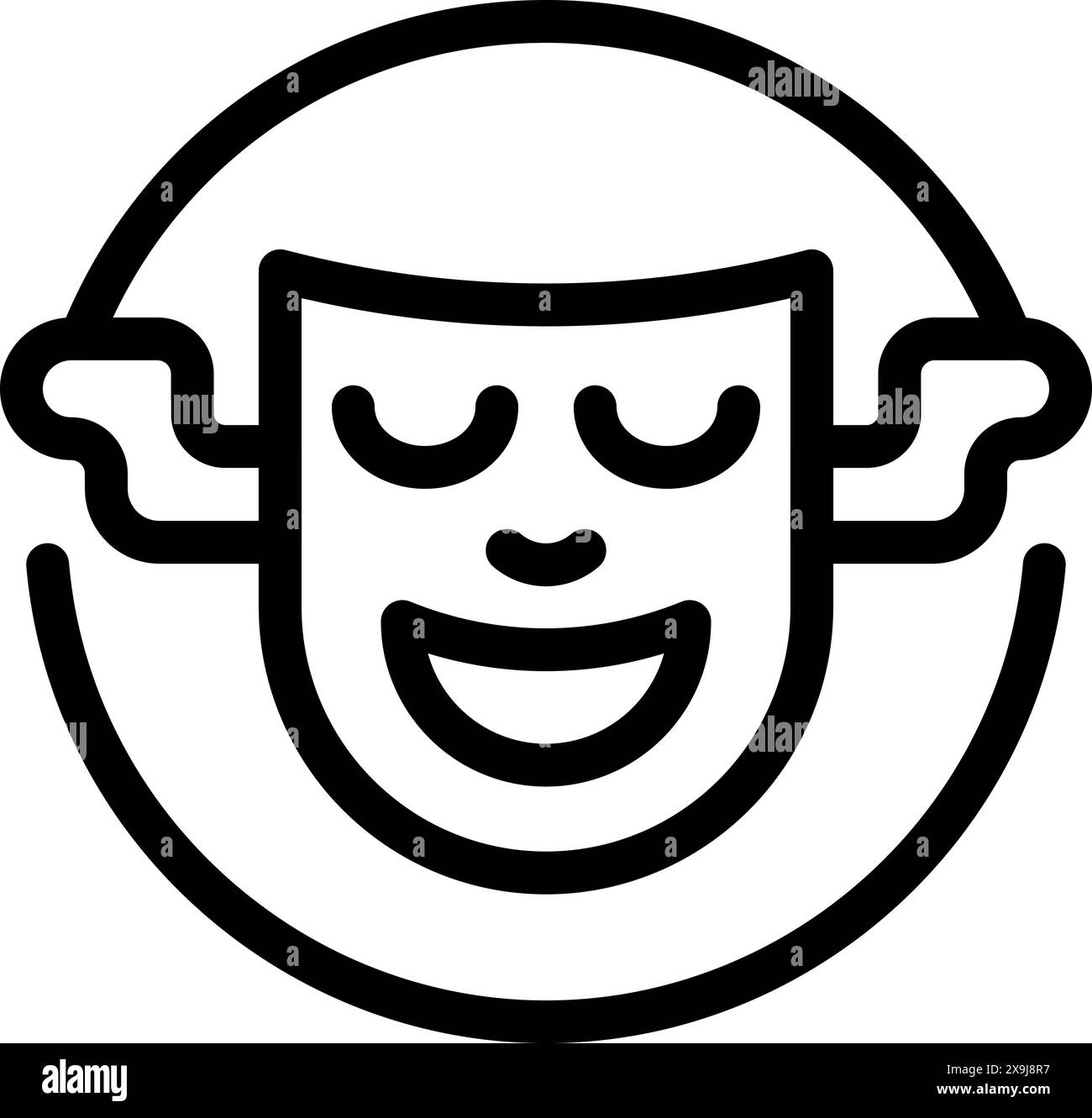 Minimalist black and white comedy theater mask icon in simple ...