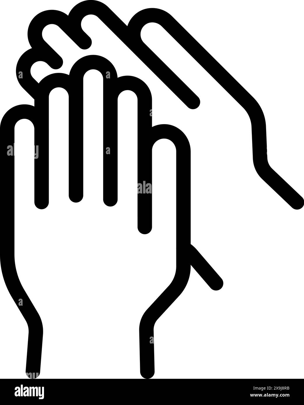 Clapping hands line icon in black and white isolated on white ...