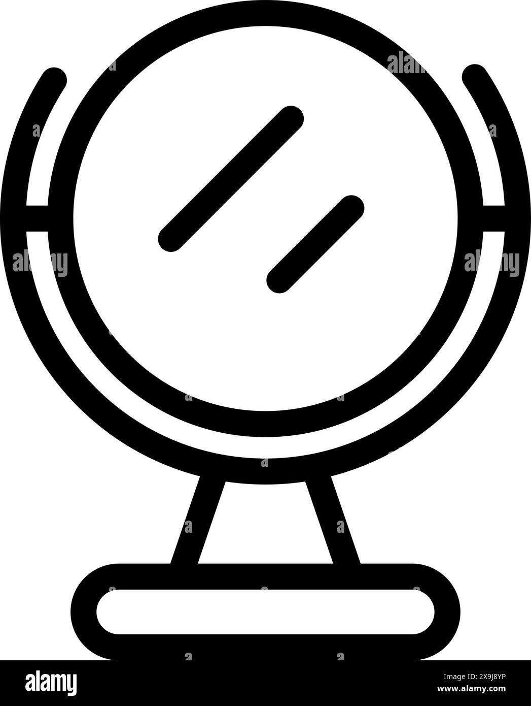 Elegant minimalist vanity mirror icon in black and white line art ...