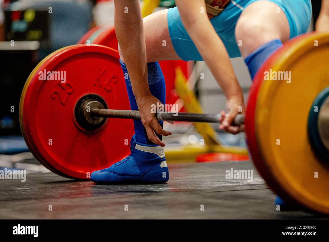 woman athlete deadlift exercise at powerlifting competition Stock Photo ...