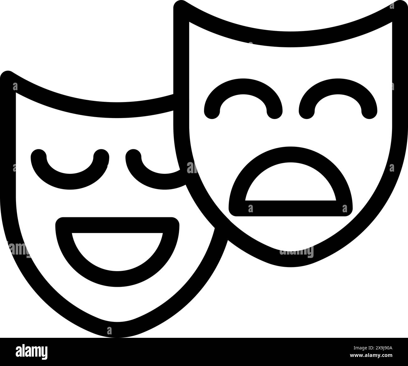 Black and white vector icon of traditional comedy and tragedy theater ...