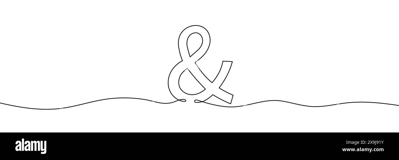 Ampersand sign. One line of continuous drawn ampersand sign. Editable ...
