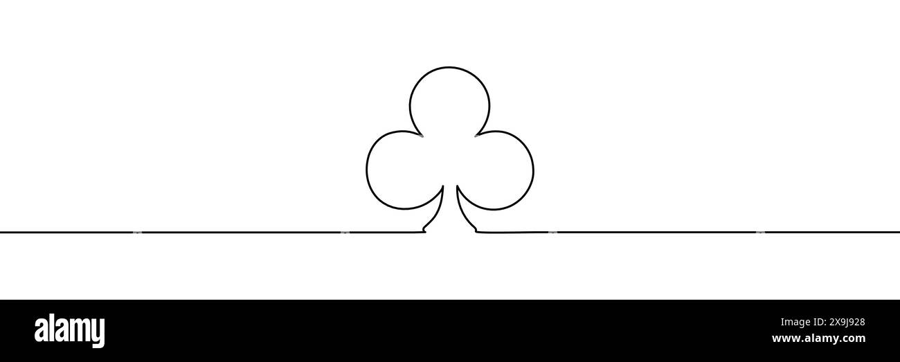 Single line drawing of clubs. Continuous line card clubs icon. Editable ...