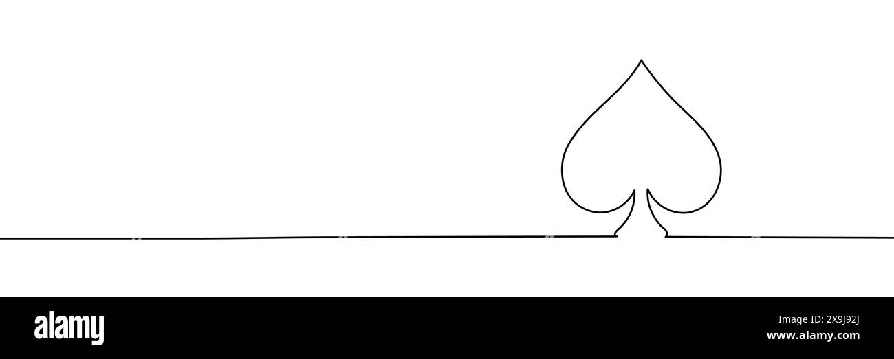 Single line drawing of peaks. Continuous line card clubs icon. Editable ...