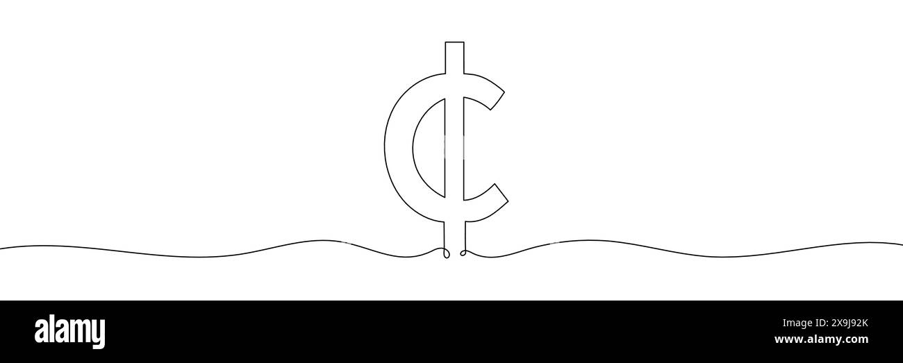 The Cent sign of a continuous single line drawing. Line symbol Cent ...
