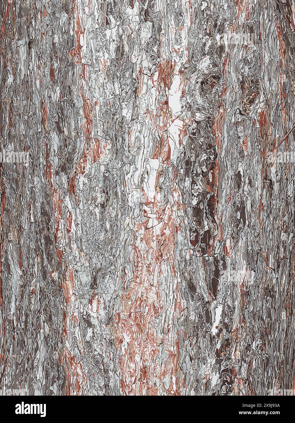 Vector illustration of black pine bark. Pinus nigra trunk texture ...