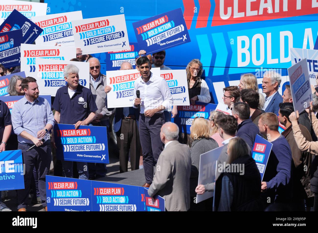 Prime Minister Rishi Sunak launches the Conservative campaign bus at ...