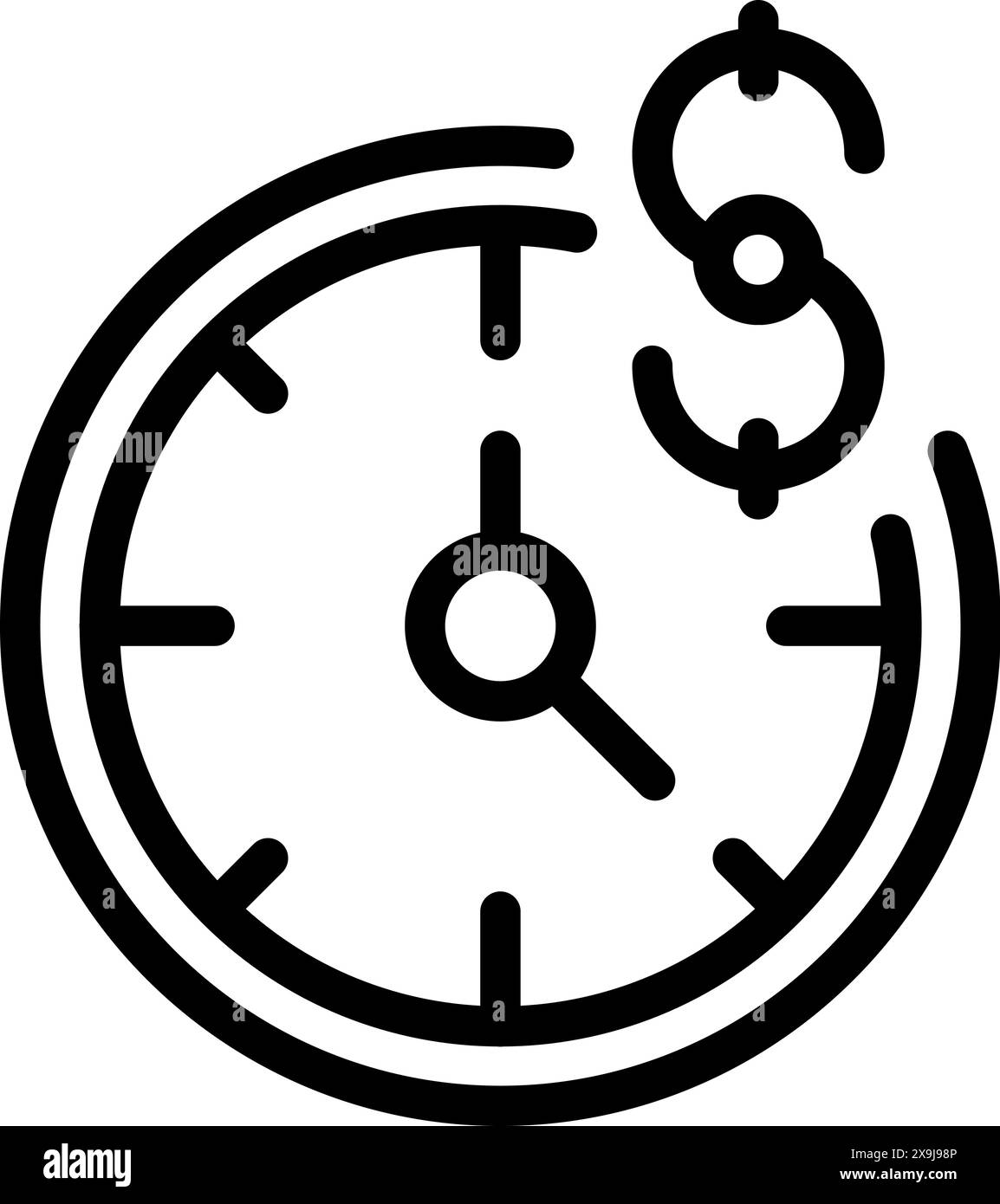 Simplistic black and white icon illustrating the concept of time being ... Simplistic black and white icon illustrating the concept of time being ...