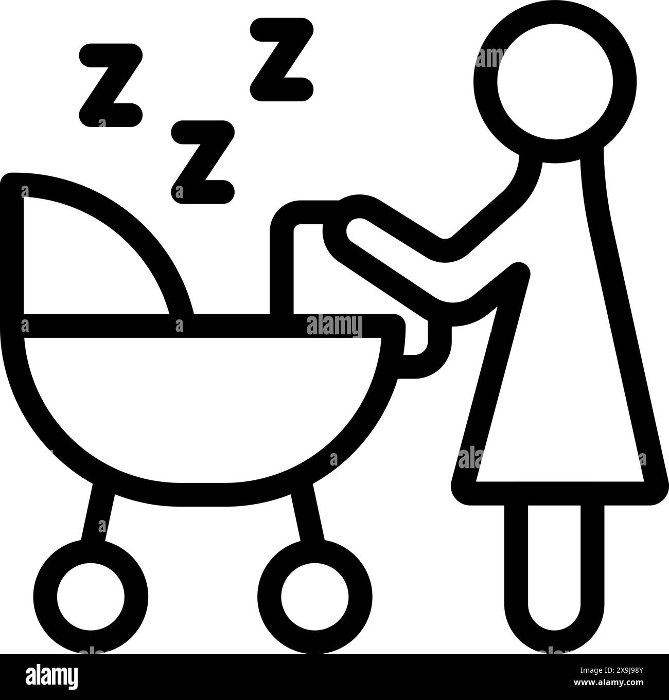 Pictogram of a woman gently rocking a baby in a pram, symbolizing ...