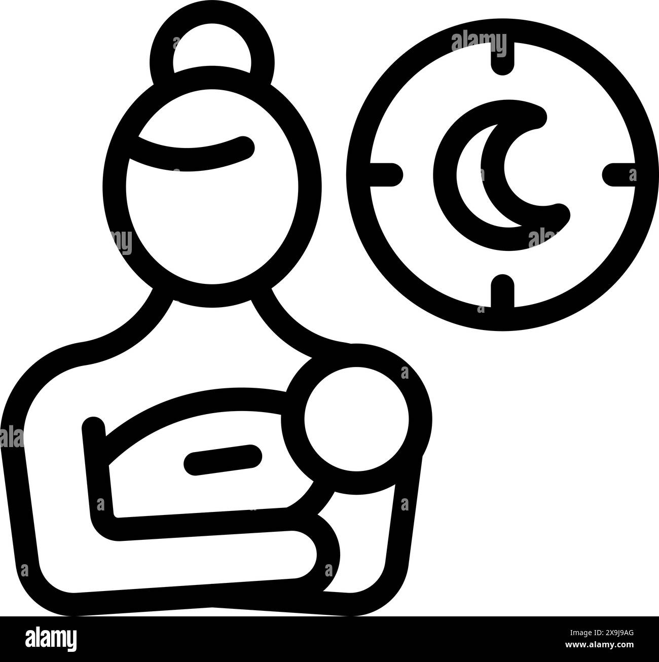 Beautiful minimalist black and white vector illustration of motherhood ...