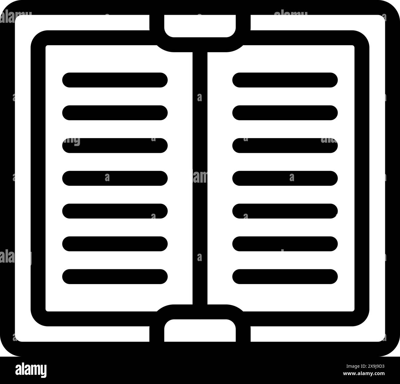 Simple black line icon of an open book on a white background Stock ...