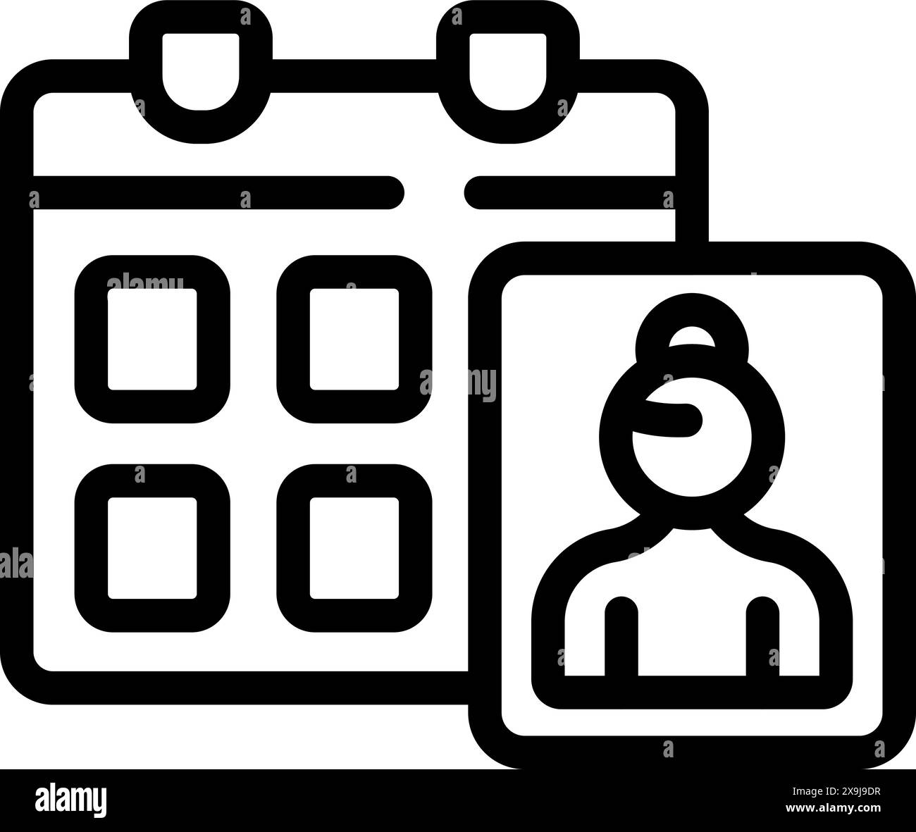 Black and white simple graphic illustration of an employee work ...
