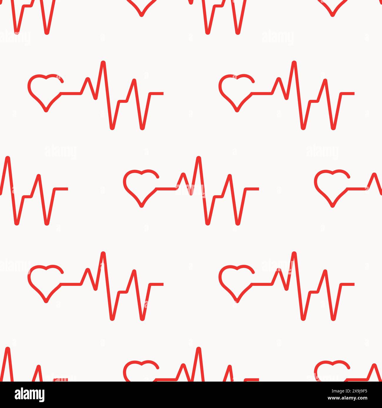 Seamless vector pattern with rhythm heart. Abstract love symbol ...