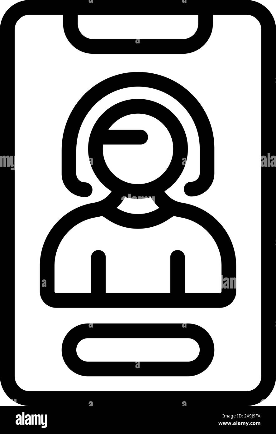 Simple, clean black and white line art icon representing a user profile ...