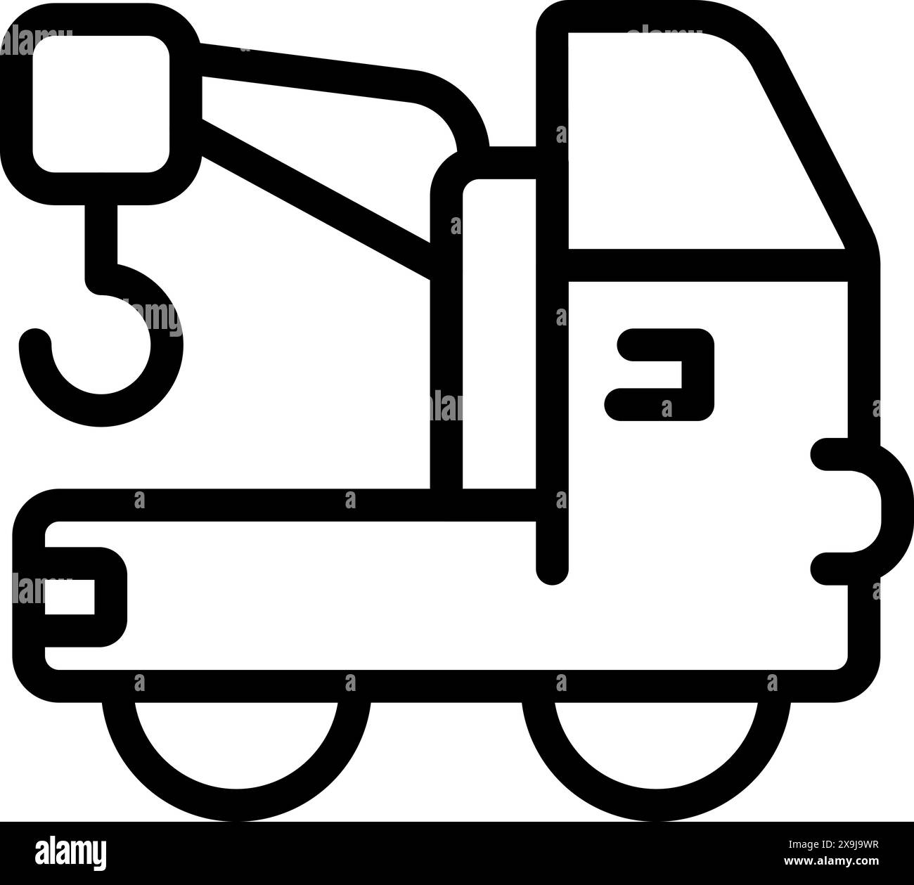 Towing truck icon illustration in black and white, isolated, vector ...