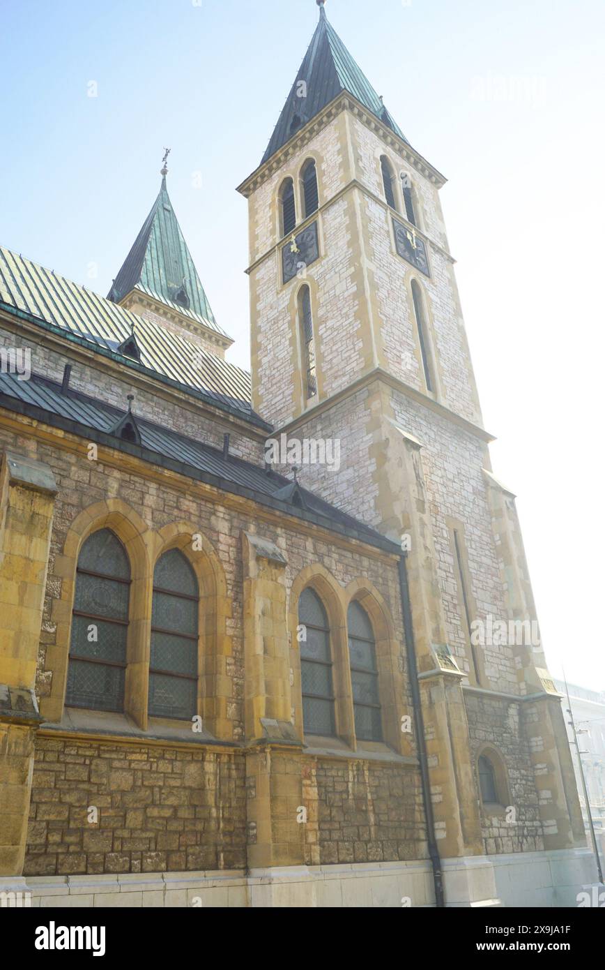 Bell towers of the Cathedral of the Sacred Heart of Jesus - the main ...