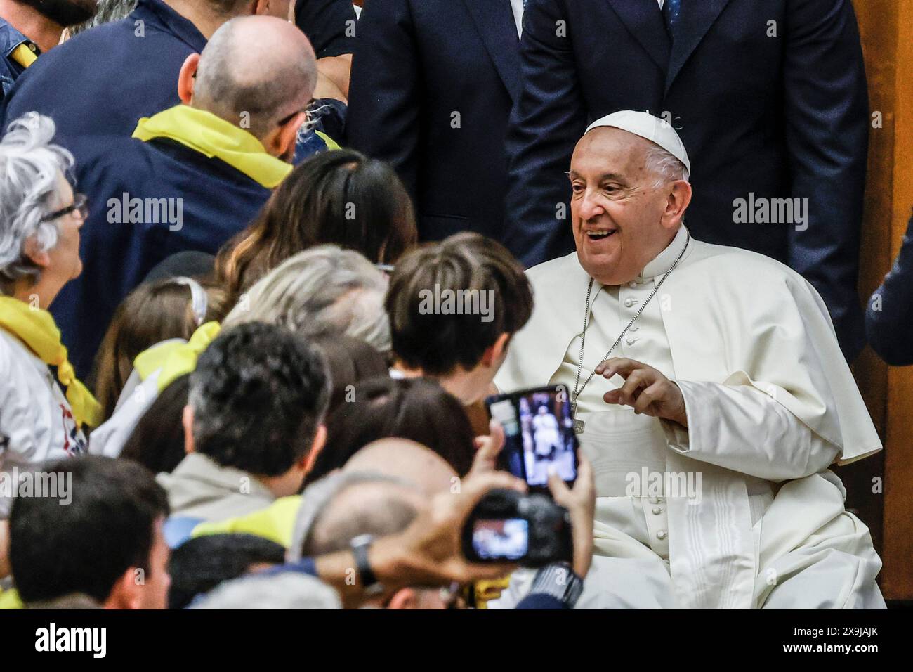 Vatican City, Vatican, 1 June, 2024. Pope Francis greets the members of ...