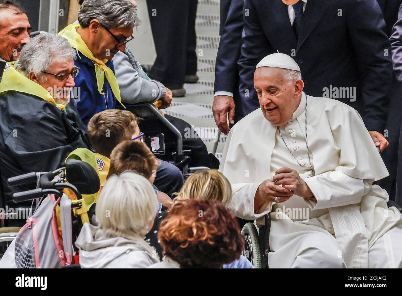 Vatican City, Vatican, 1 June, 2024. Pope Francis greets the members of ...