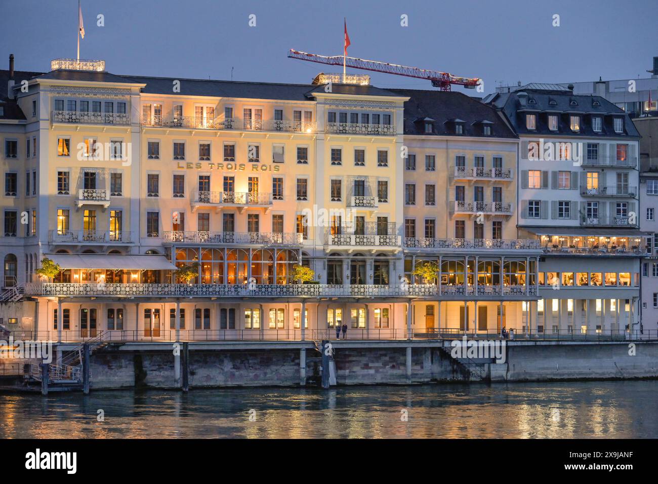 Grand Hotel Les Trois Rois, Blumenrain, Rhein, , Basel, Schweiz Stock ...