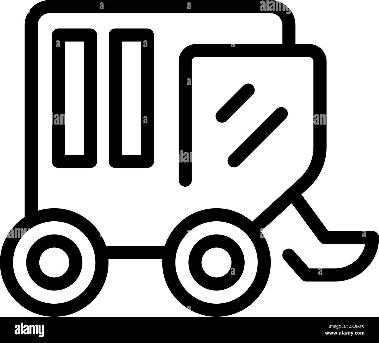Line art icon of a mobile garbage container, suitable for waste ...