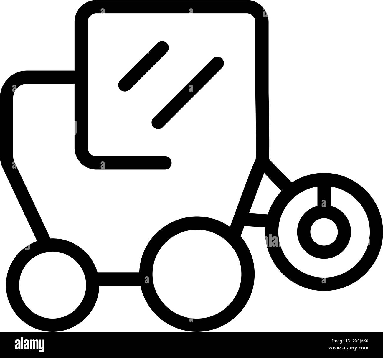 Vector illustration of a line icon representing a cement mixer, ideal ...