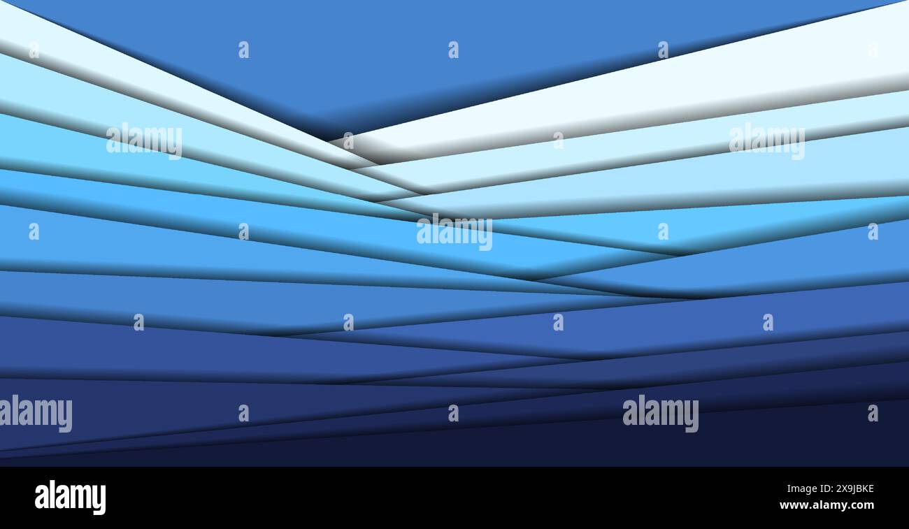 illustration features overlapping, gradient blue stripes creating a ...