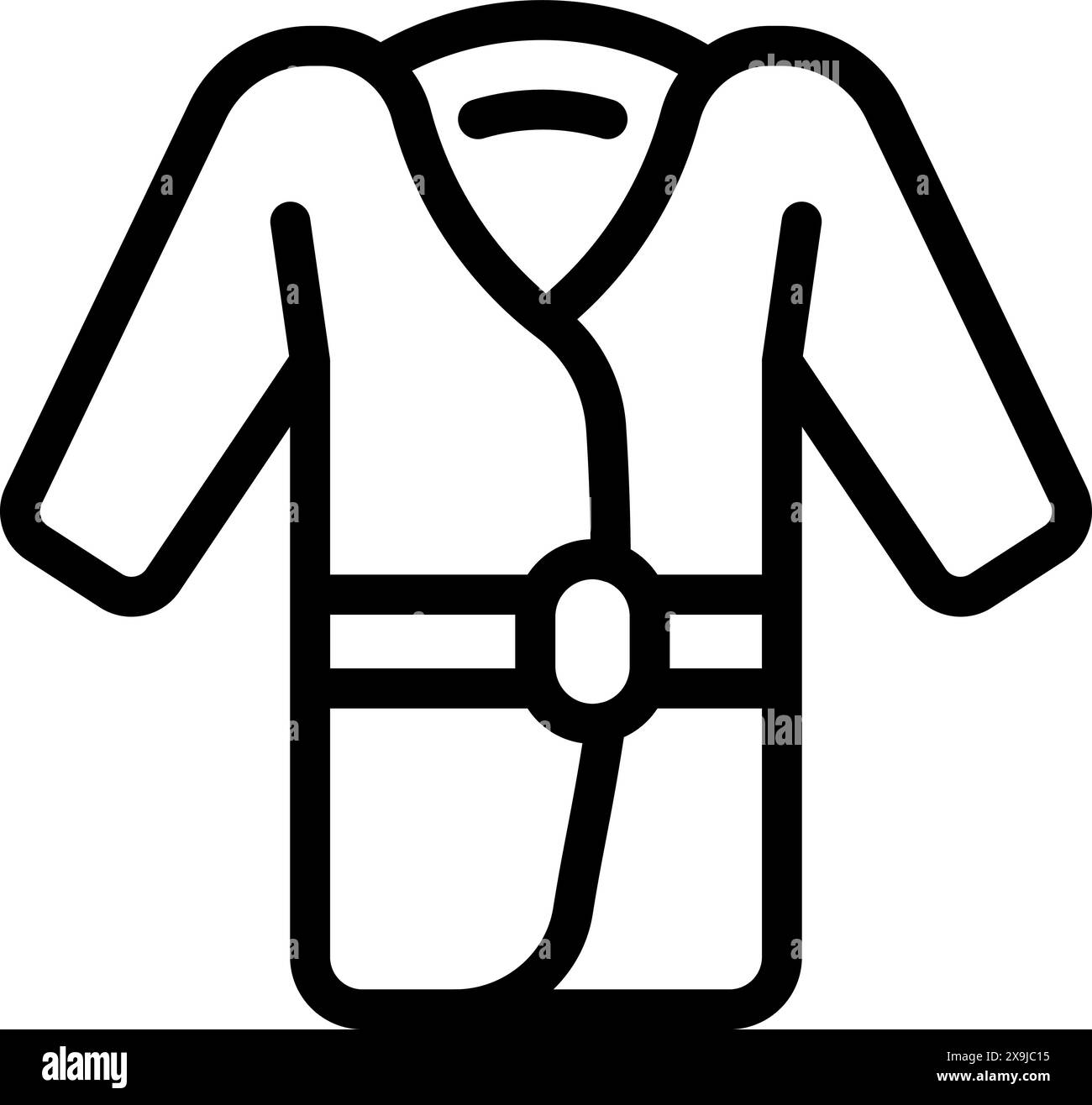 Minimalist black and white bathrobe line art icon in vector graphic ...