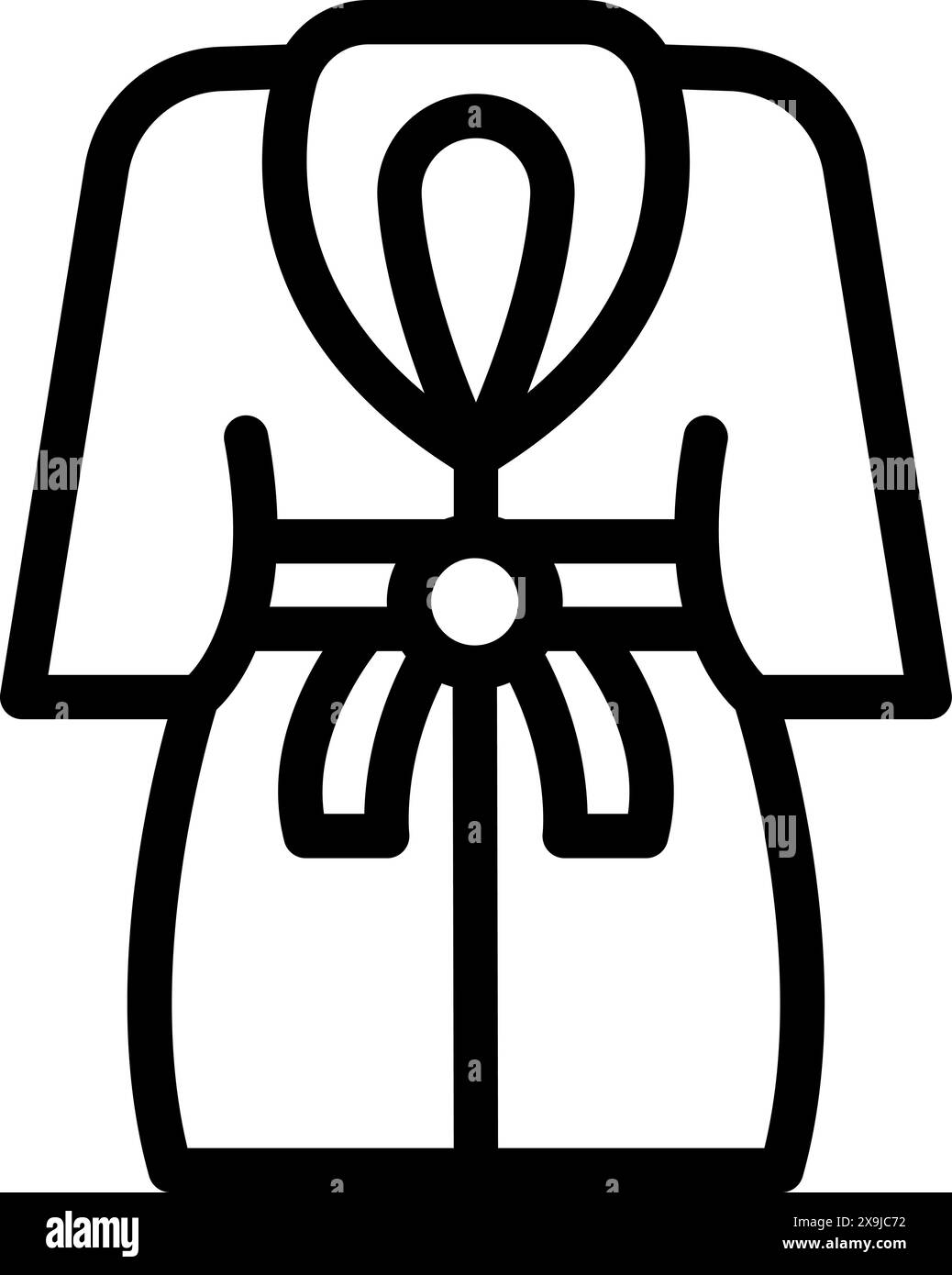 Vector illustration of a simple bathrobe icon in a black and white ...