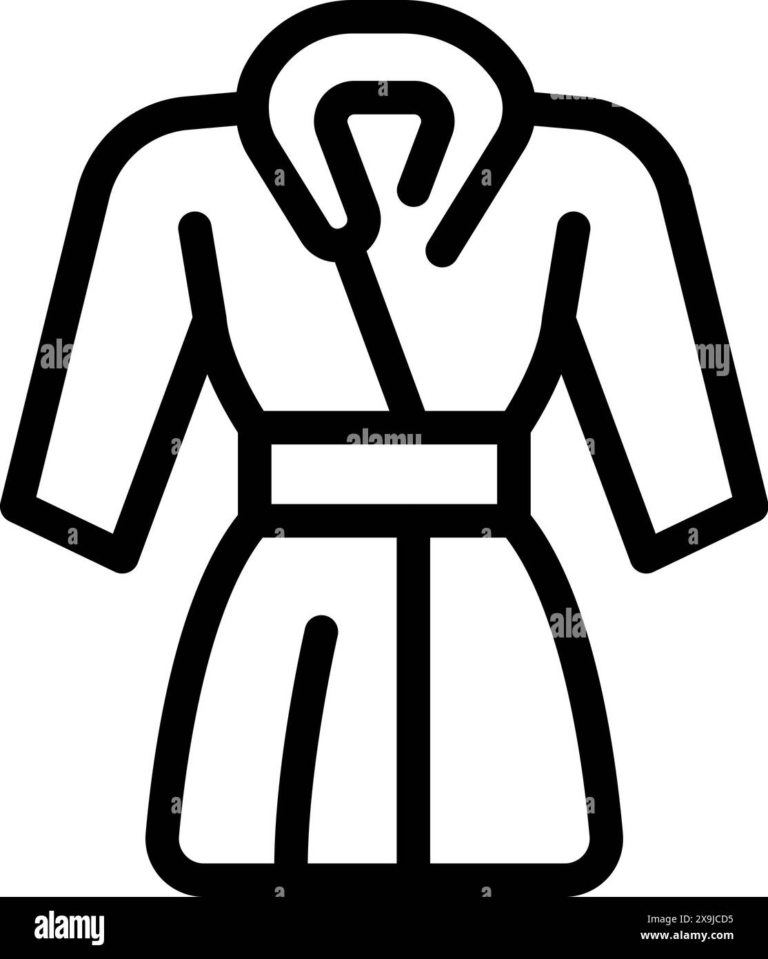 Simple black outline icon of a cozy bathrobe on a white background ...